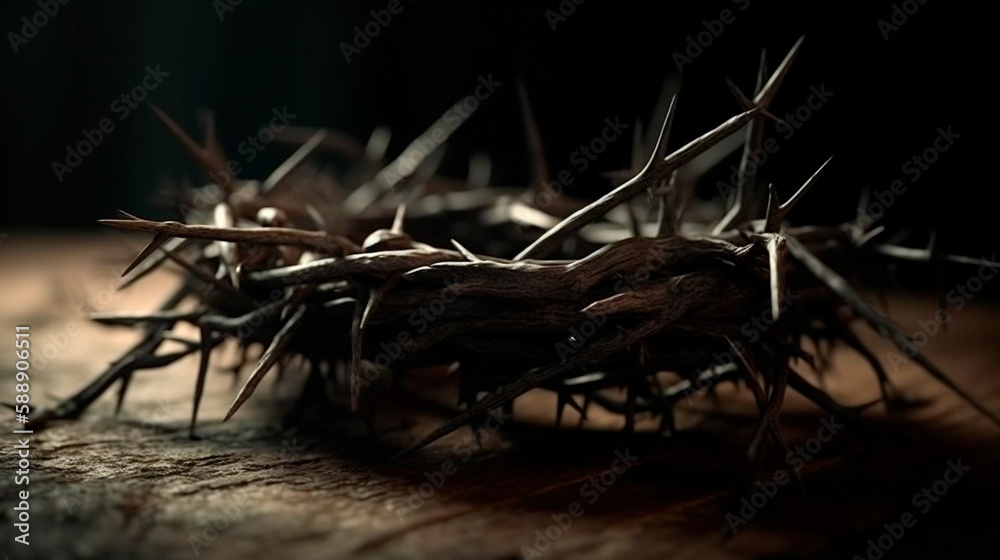 The cross, crown of thorns and nails symbolizing the suffering and ...