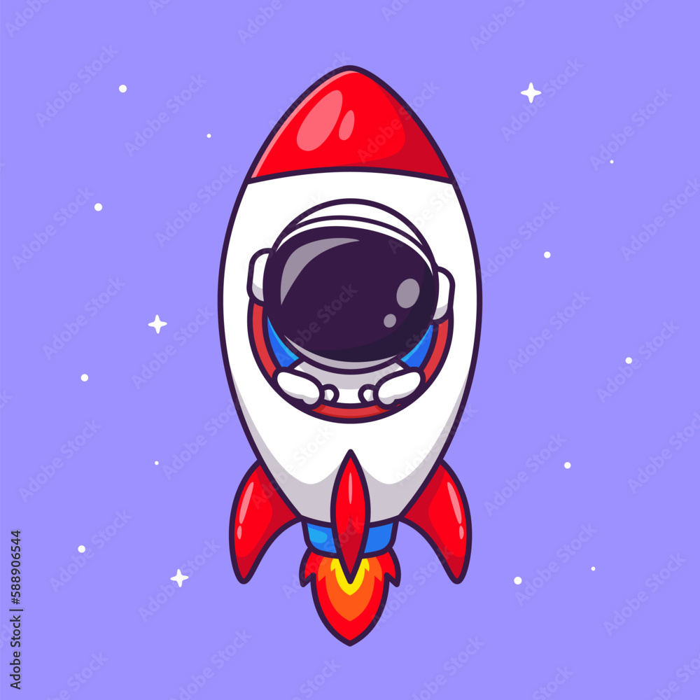 Cute Astronaut In Rocket Cartoon Vector Icon Illustration . Science ...