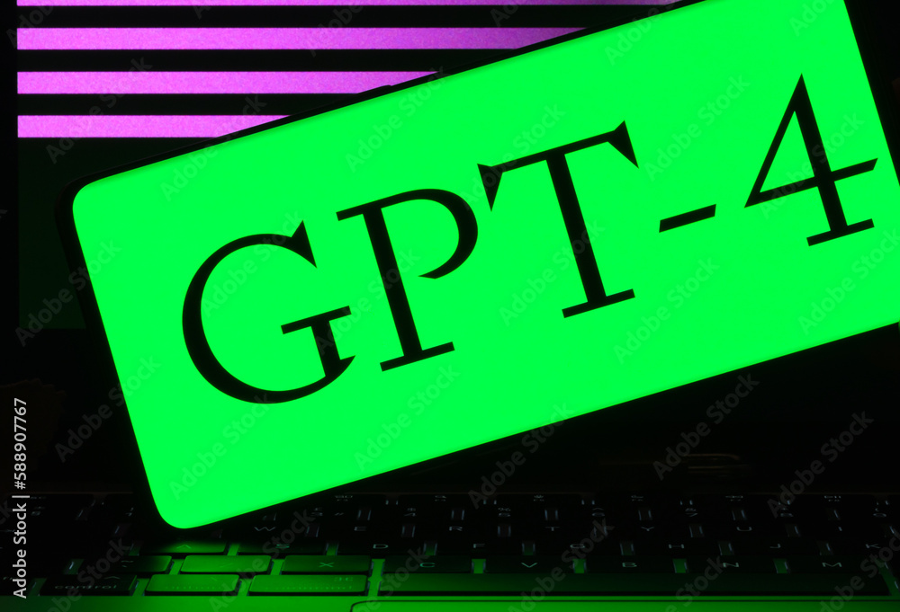 ChatGPT GPT-4 logo seen on the screen of smartphone. Concept for AI ...