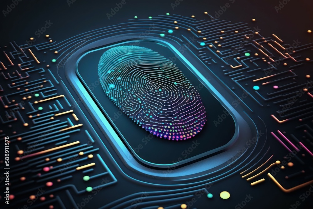 Digital biometri, security identify by fingerprint concept. Scanning ...