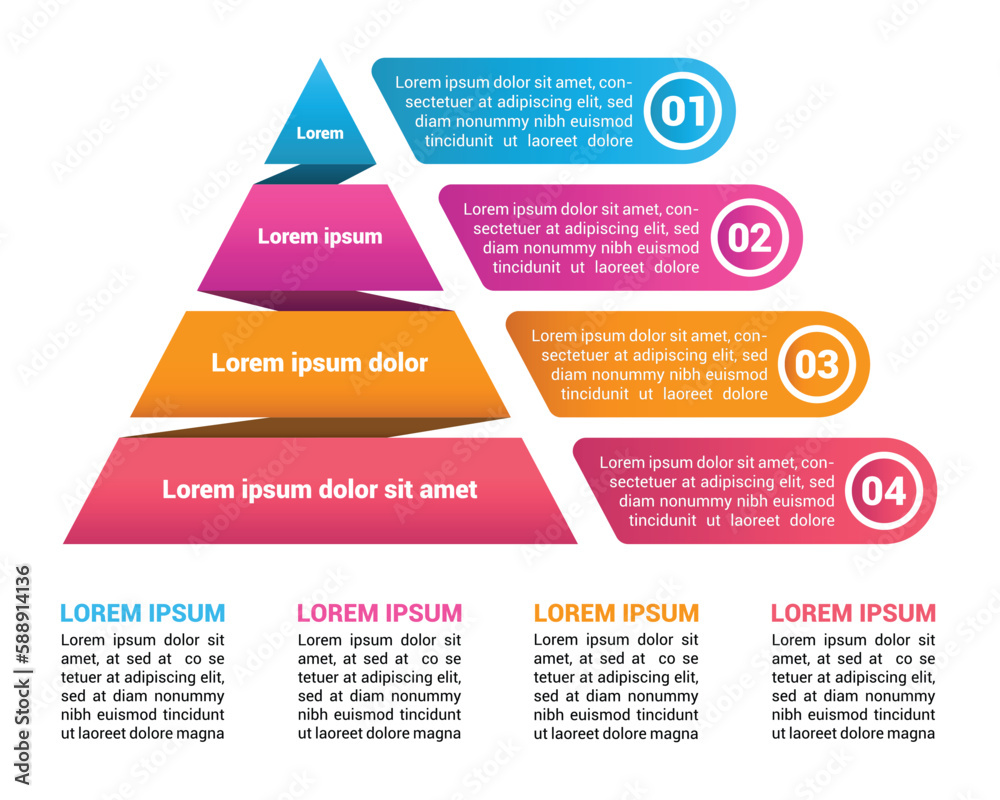 Pyramid Infographic, funnel pyramid business infographic with 4 charts ...