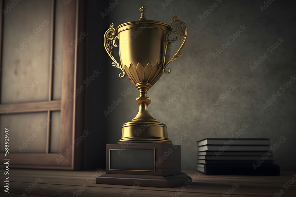 champion golden trophy. Neural network AI generated art Stock ...