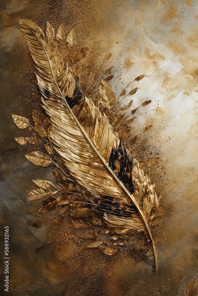 Gold feather background, detailed, textured, generative-ai-assisted ...