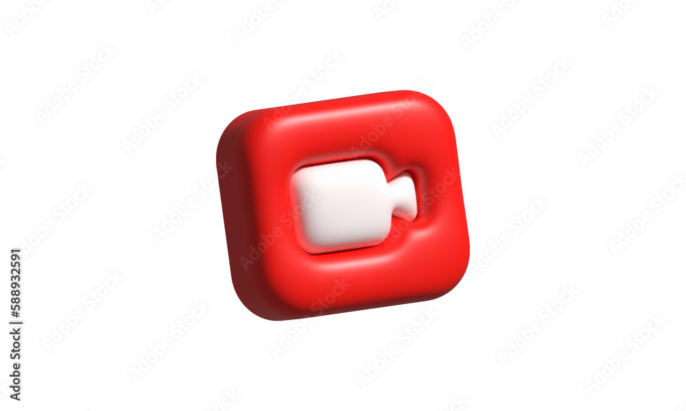 unique 3d realistic video app red color modern style object symbols ...
