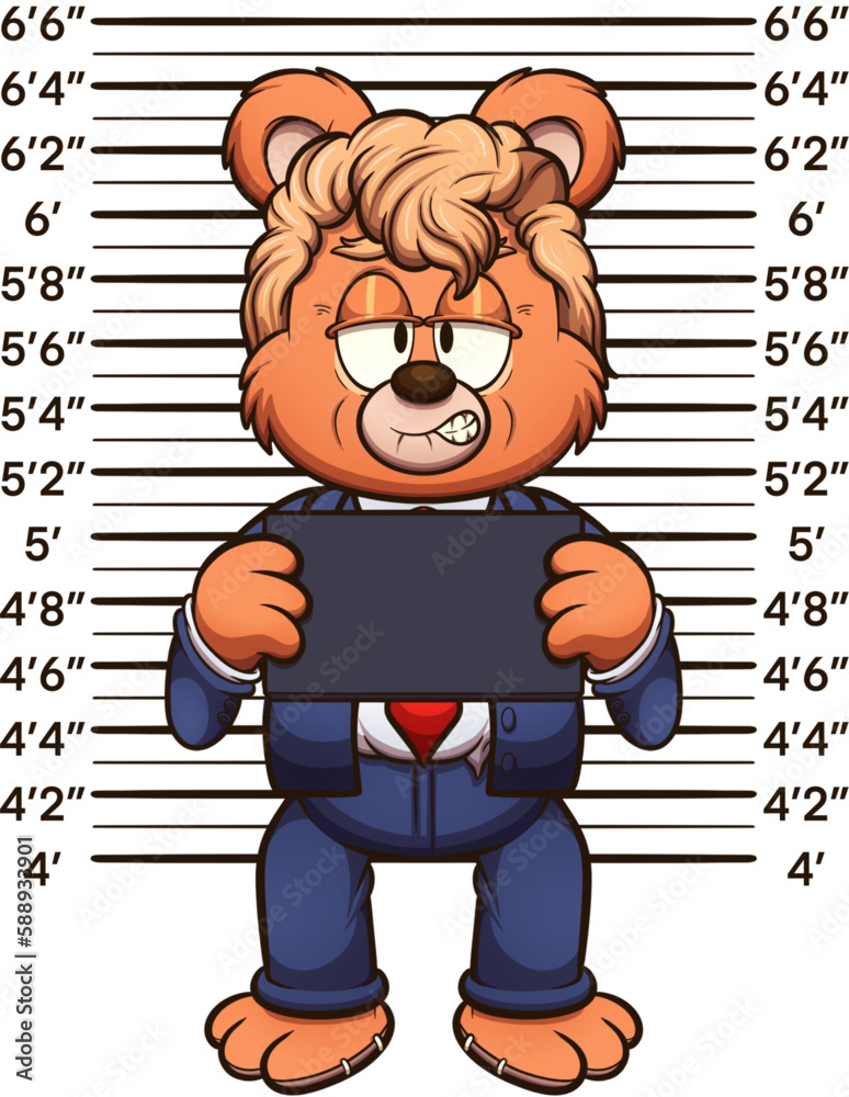 Teddy Bear President Mugshot. Vector clip art illustration with simple ...