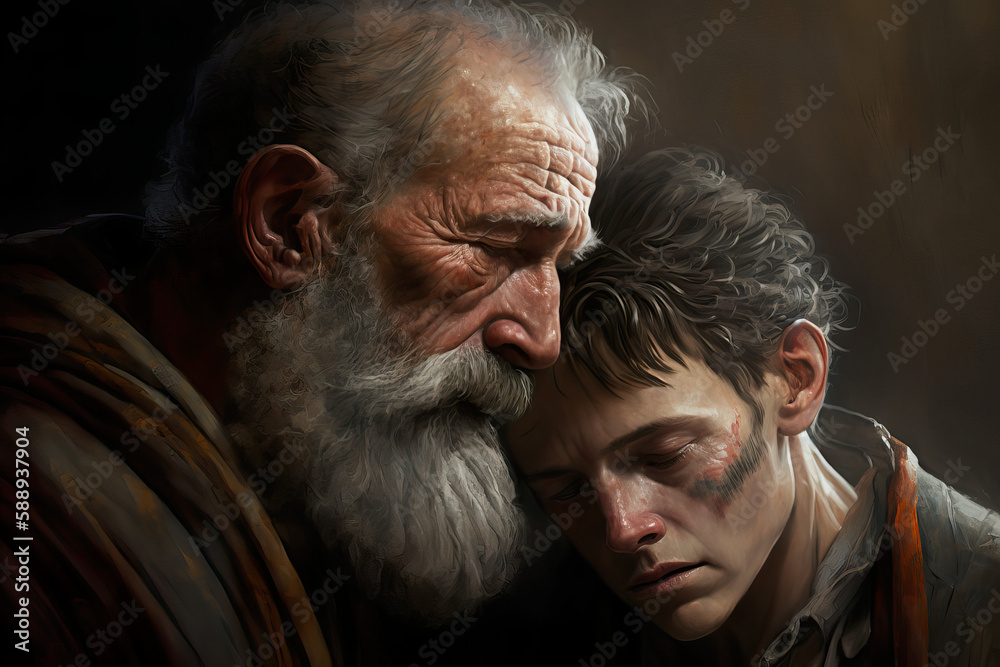 Realistic Illustration of the Prodigal Son in Space Setting Generative ...