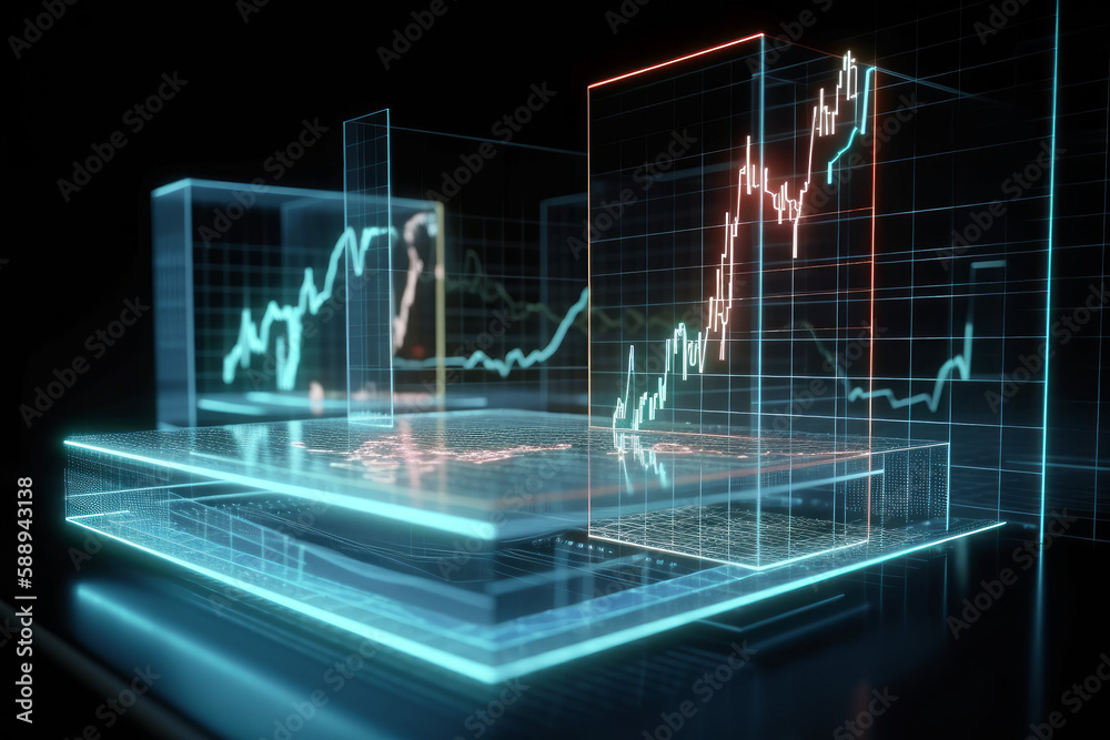 Ai artwork graphs representing inflation, cost of living, finance ...