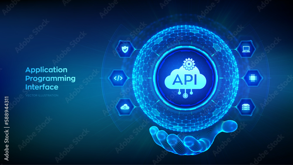 API. Application Programming Interface in the shape of sphere with ...