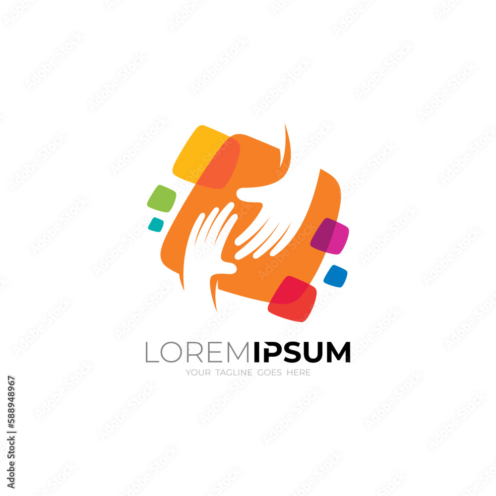 Hand logo with charity design vector, social logos Stock Vector | Adobe ...