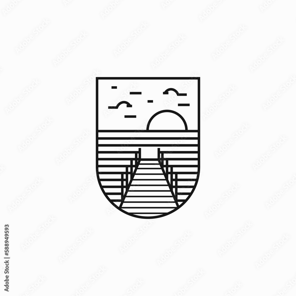 vintage wooden pier, village docks, lake dock sign logo business vector ...