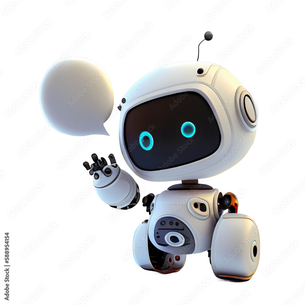 cute chatbot talking on transparent background, chatgpt, AI robot ...