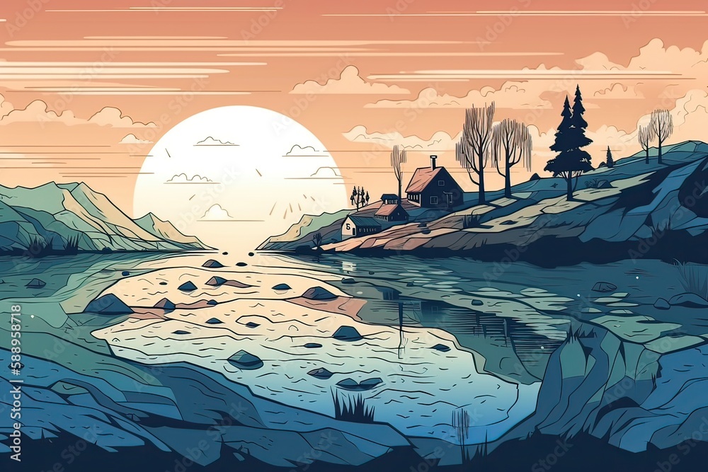 Illustration showing climate change on earth. Globe, landscape and natural disasters. Global ...