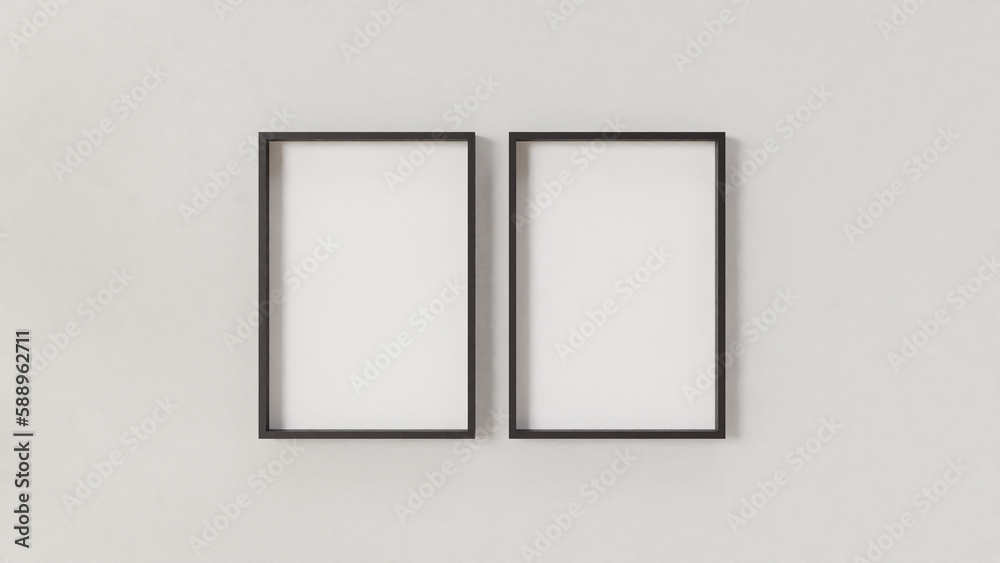 Frame mockup iso size, Set of two thin black bezels. Gallery wall mock ...