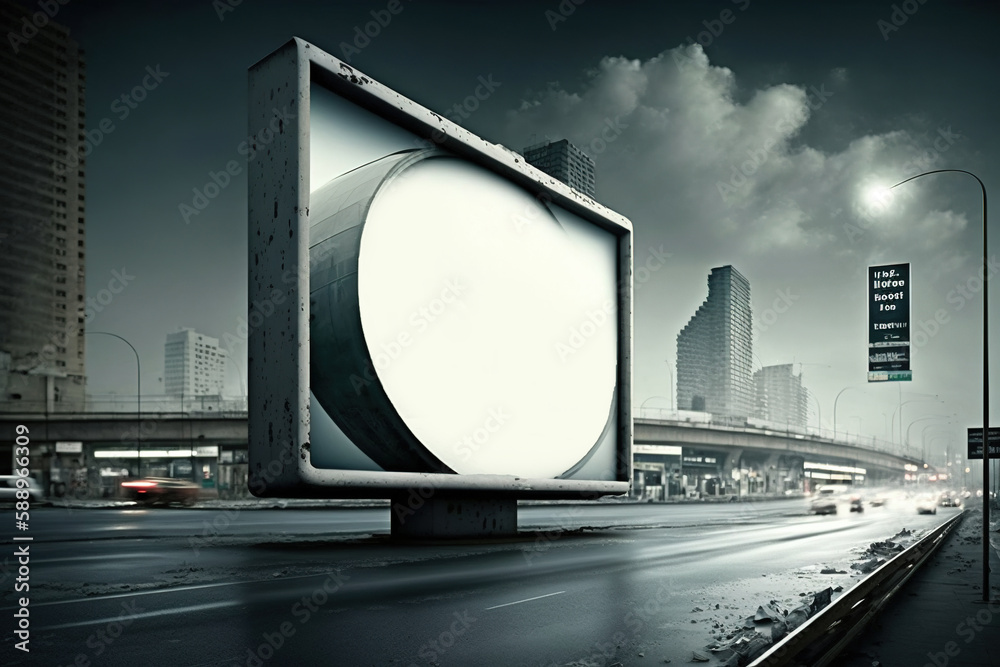 billboards and advertising signs at modern buildings in capital city ...