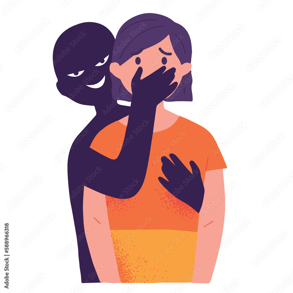 concept vector illustration of woman as a victim of harassment who is ...