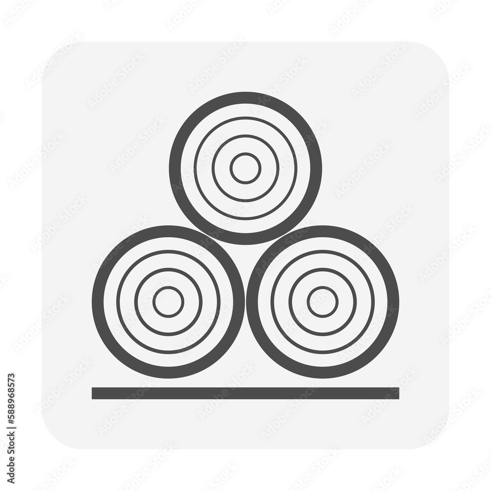 Pile of log wood or timber vector icon in cross section view. Tree ...
