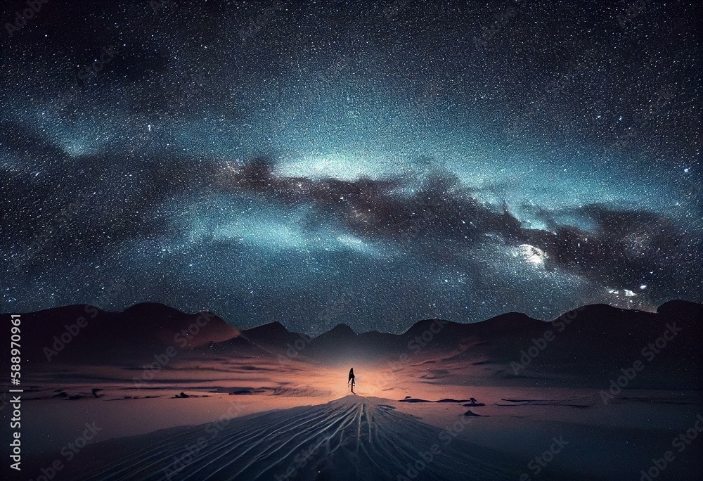 Starry night sky meets horizon beautiful space no sun Generative AI ...