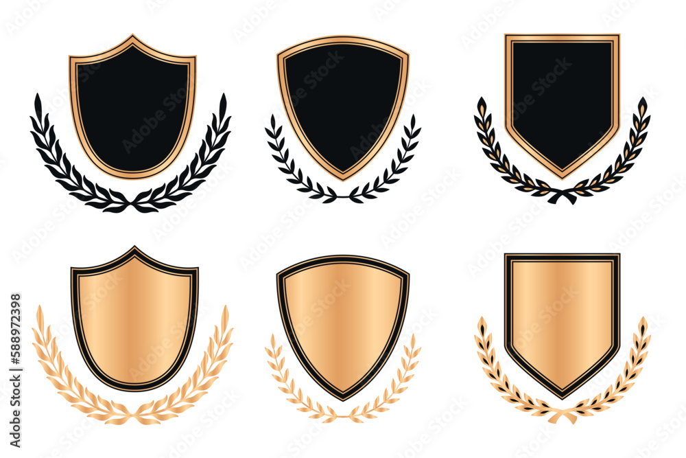gold shield badge icon free vector Stock Vector | Adobe Stock