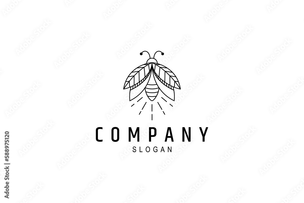 firefly logo flying with shining light illuminating the night Stock ...