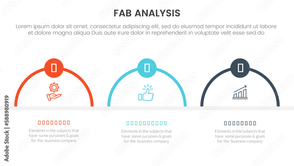 fab business model sales marketing framework infographic 3 point stage ...