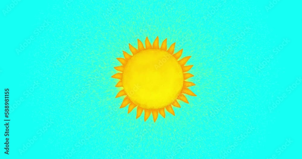 Fun sun with full screen rays isolated. Alpha channel included. Green ...