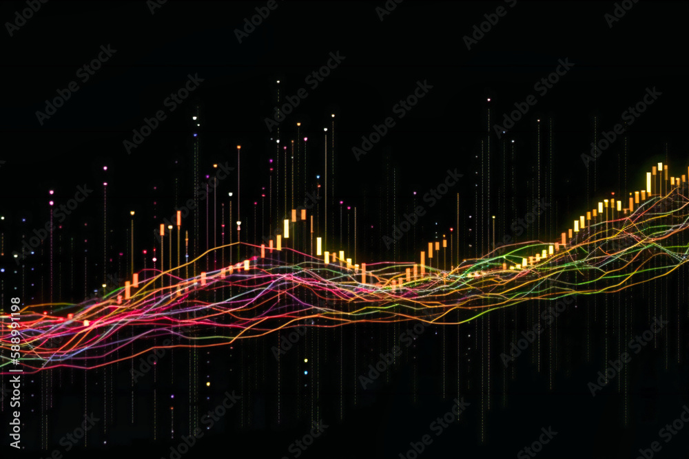 Animated financial chart with gold coins transforming into data points ...