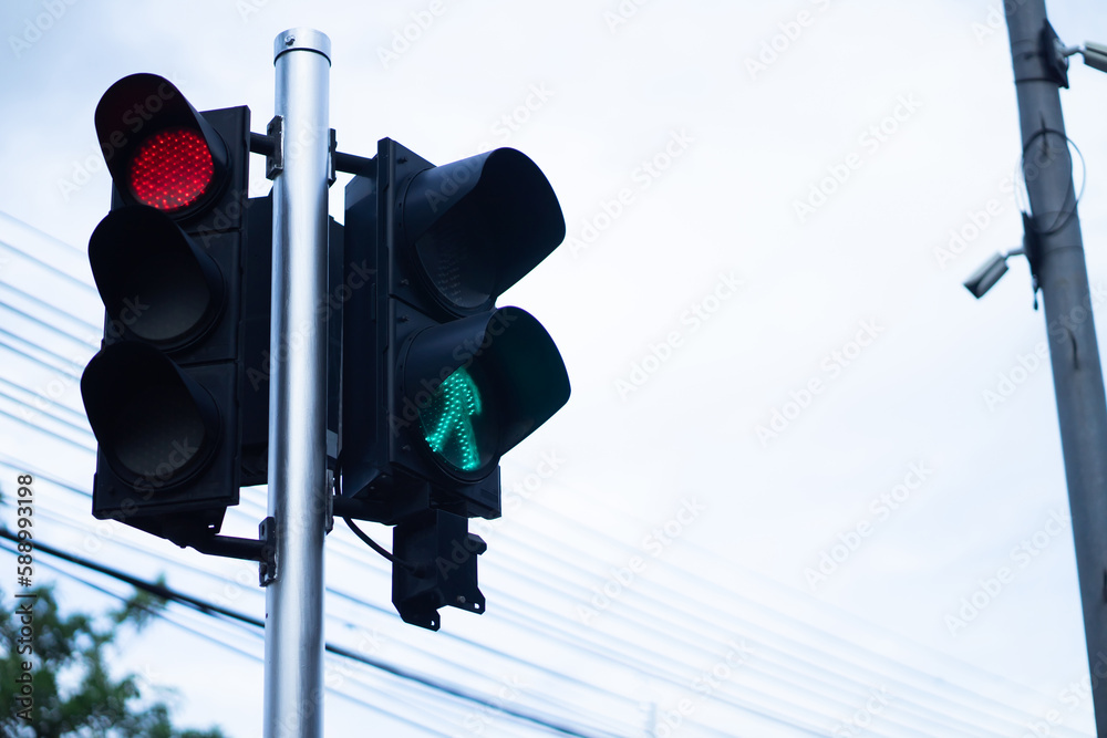 Green and red traffic lights for pedestrians Stop to allow pedestrians ...