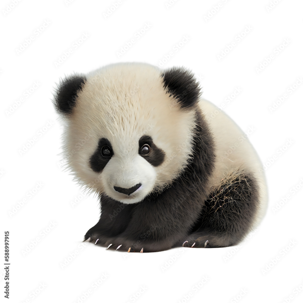 cute baby panda on transparent background, giant panda Stock ...