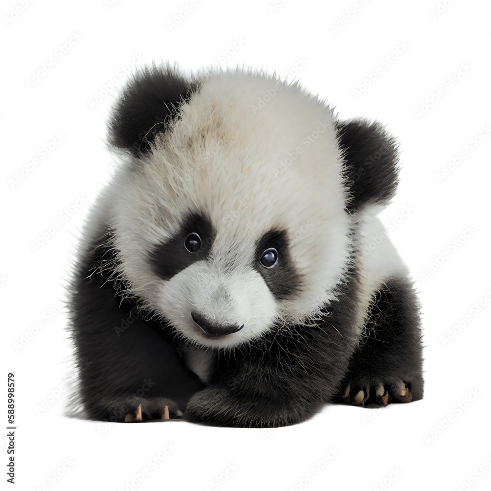 cute baby panda on transparent background, giant panda Stock ...