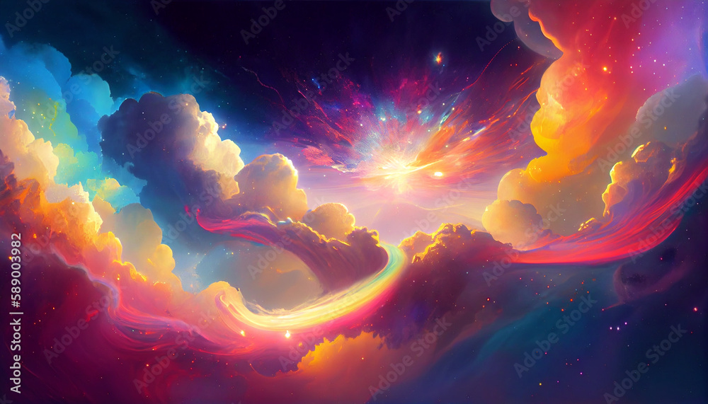 Poster Generative AI, Galactic Drift: An Abstract Cloud Formation ...