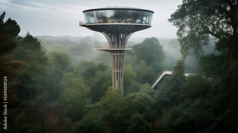 A majestic high-tech treehouse suspended in genetically engineered ...