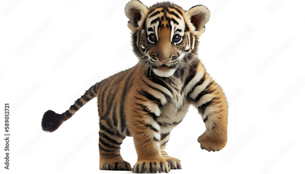 cute baby tiger walking, transparent background Stock Illustration ...