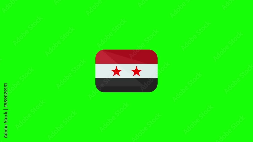Animated Syria flag icon design in flat icon style on Green screen ...