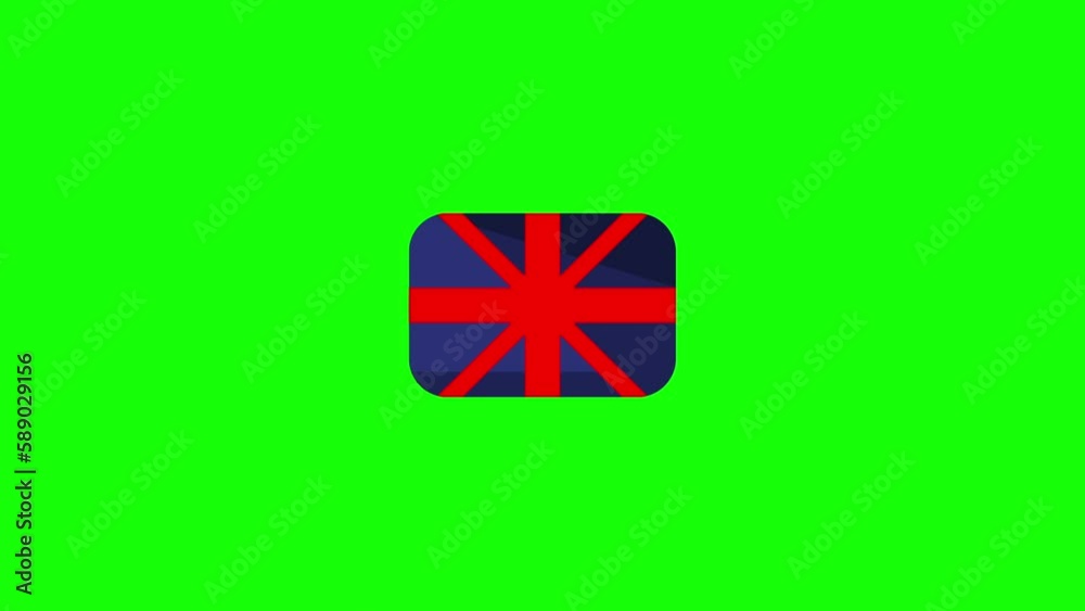 Vidéo Stock Animated UK flag icon design in flat icon style on Green ...