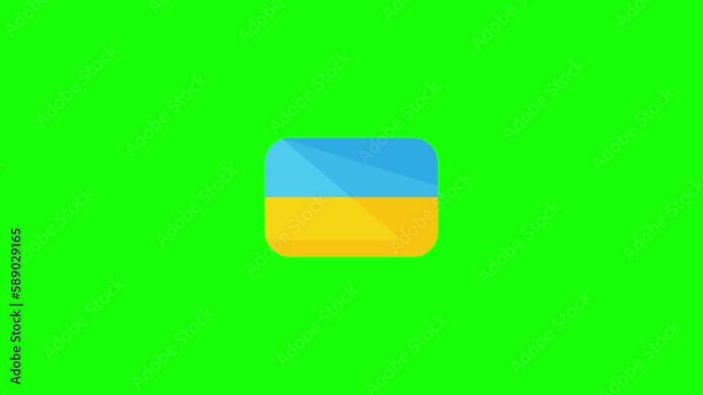 Animated Ukraine flag icon design in flat icon style on Green screen ...