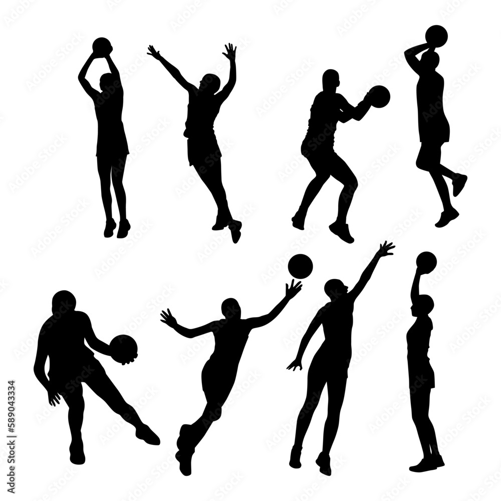 netball silhouette set Stock Vector | Adobe Stock