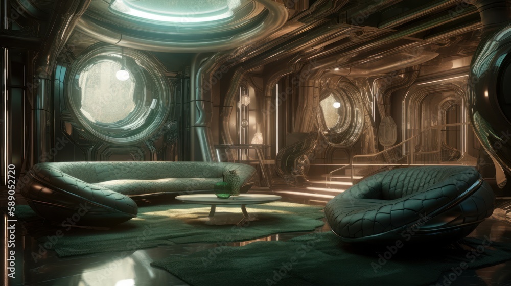 Stunning Luxury Futuristic Interior Featuring Taupe Brown and Sage ...