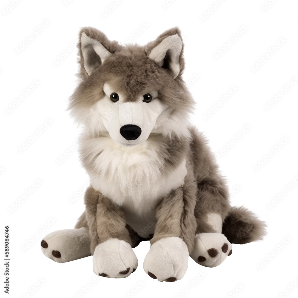 Cute Close-up Wolf Plush Toy: A Dog's Best Friend. Generative AI Stock ...