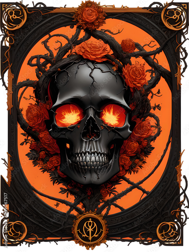 Tarot card with skulls, vines and roses - poster design - the death ...