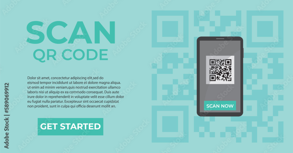 QR code scan service banner. Verification concept. 3d hand with ... QR code scan service banner. Verification concept. 3d hand with ...