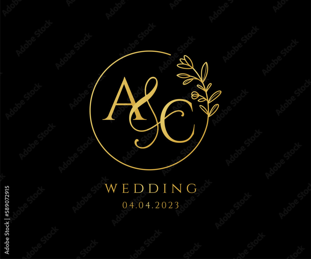 Vector AC initial wedding monogram logo, wedding logo design, custom ...