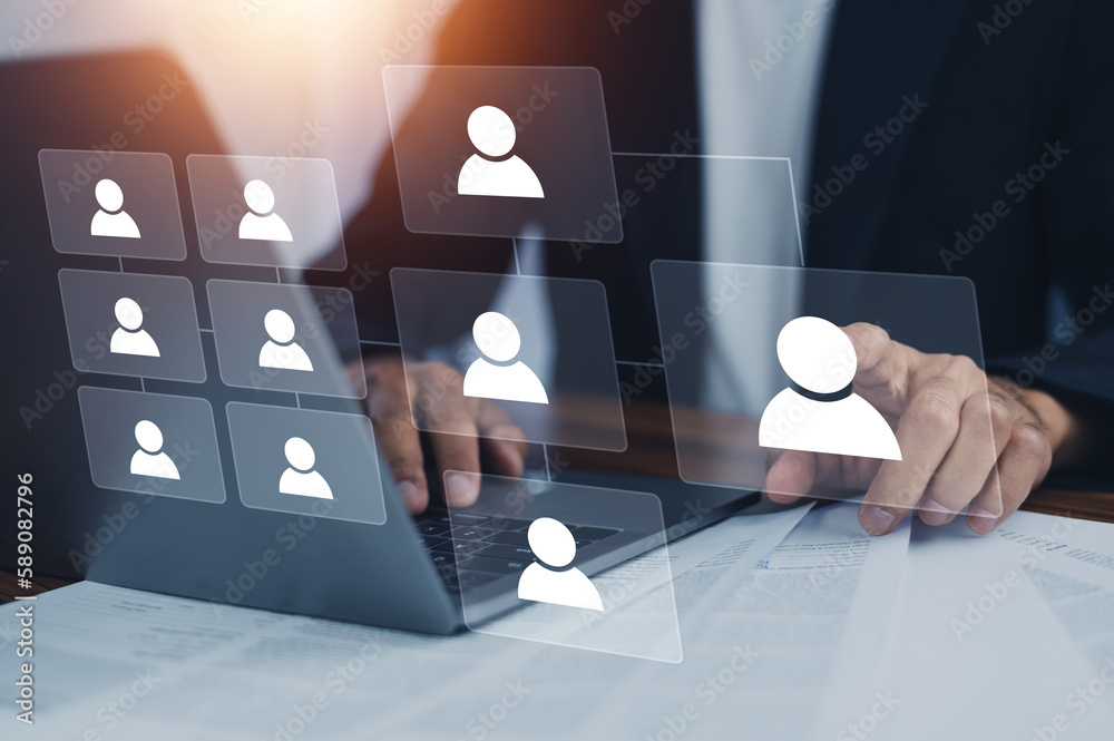 Businessman management organization in company using diagram ...