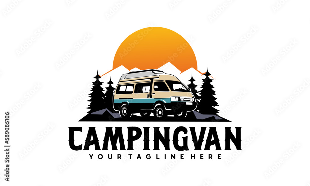 RV camper van classic style logo vector illustration, Perfect for RV ...