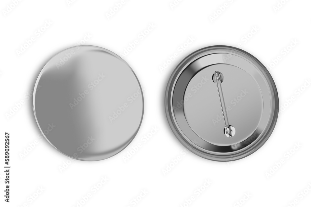 Blank button badge.Pin button front and back view. Round metal buttons ...