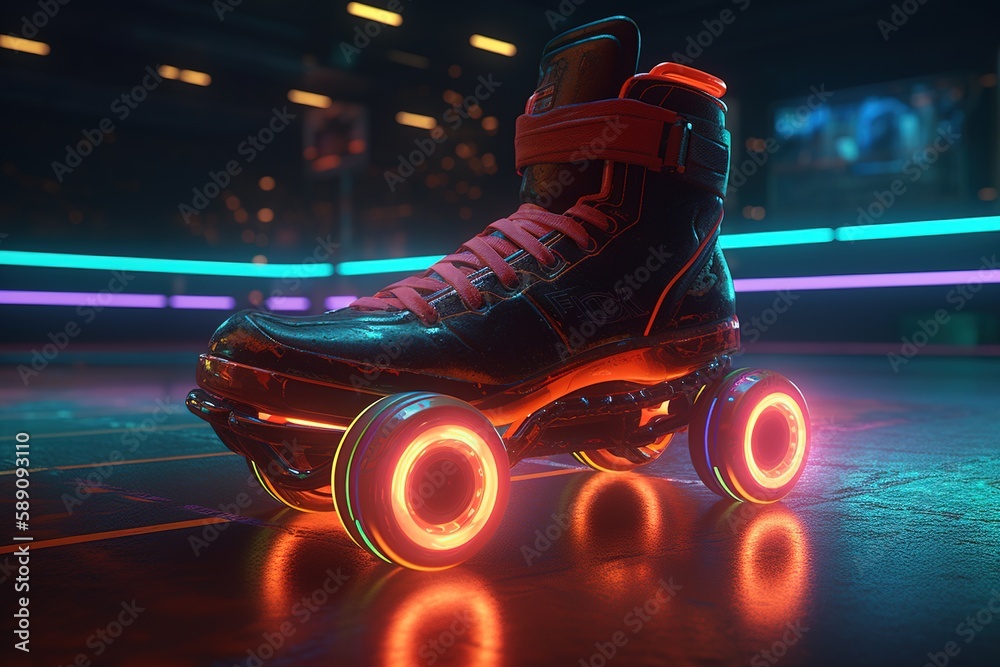 Generative AI, Roller skate in cyberpunk style, disco nostalgic 80s ...