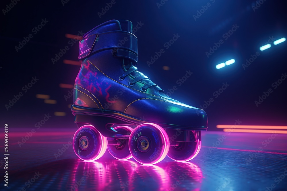 Generative AI, Roller skate in cyberpunk style, disco nostalgic 80s ...