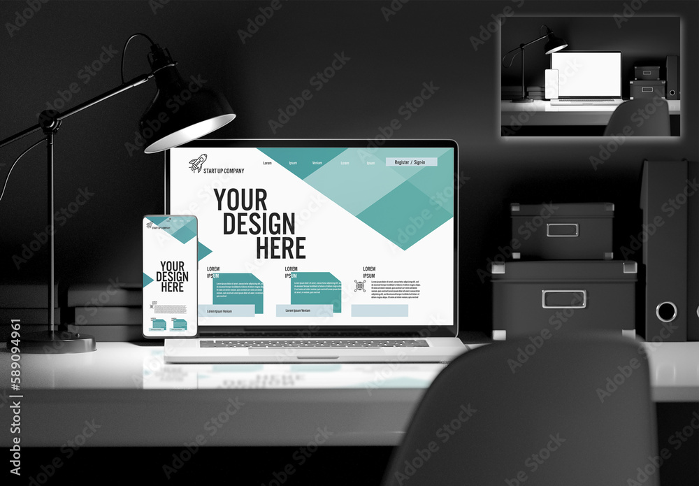 Customisable mock up of modern devices Stock Template | Adobe Stock