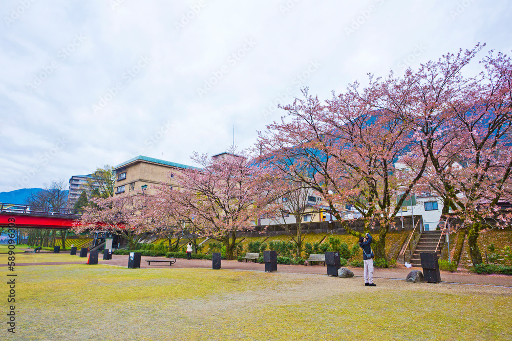 Natural hot spring onsen in Gero onsen town, Gero onsen is a small town ...