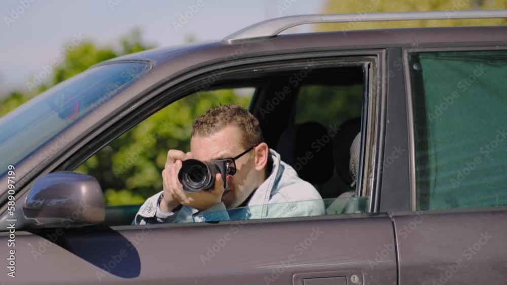 Hidden photographing. Paparazzi Concep Photographer uses his ...