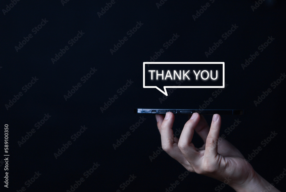 Smartphone showing thank you message. Letter writing idea ...